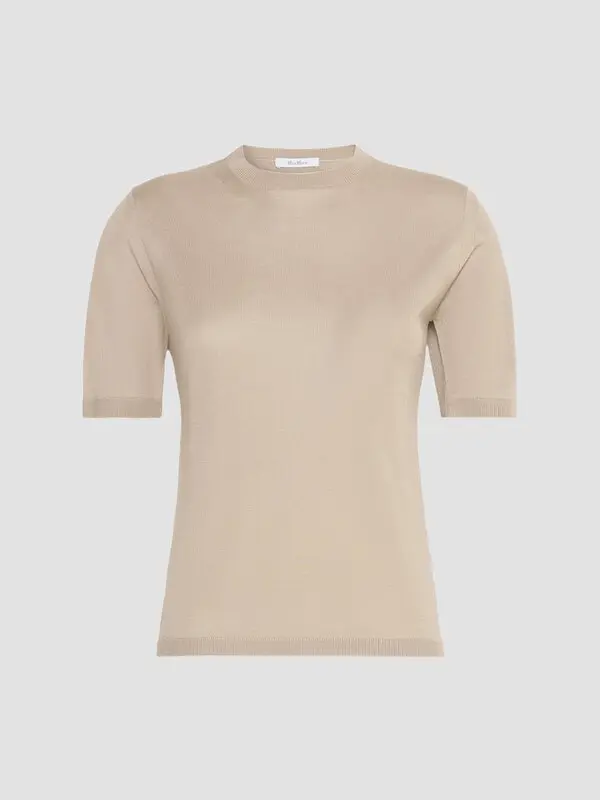 Max Mara Stockinette Stitched Cashmere And Silk Sweater - Stone