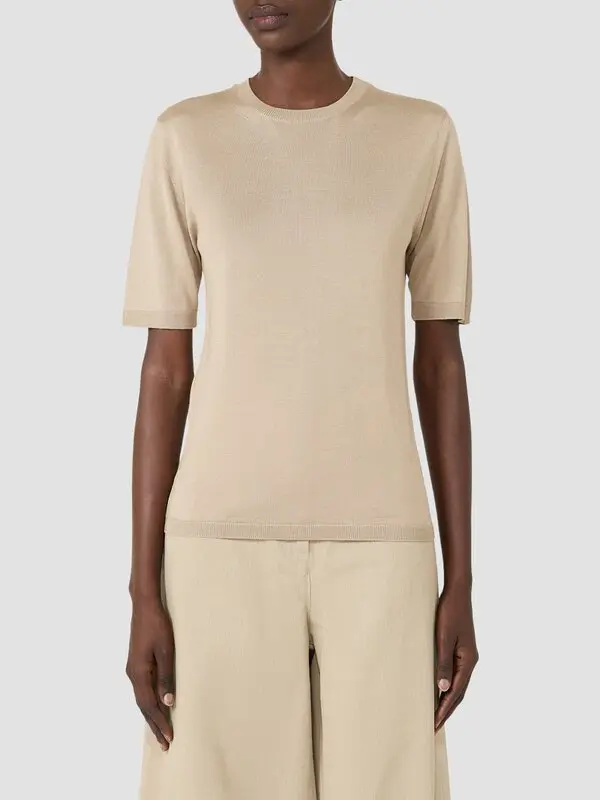 Max Mara Stockinette Stitched Cashmere And Silk Sweater - Stone