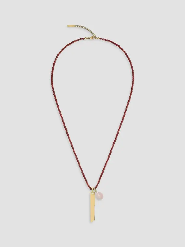 Givenchy Tape Long Necklace In Agate Metal And Quartz