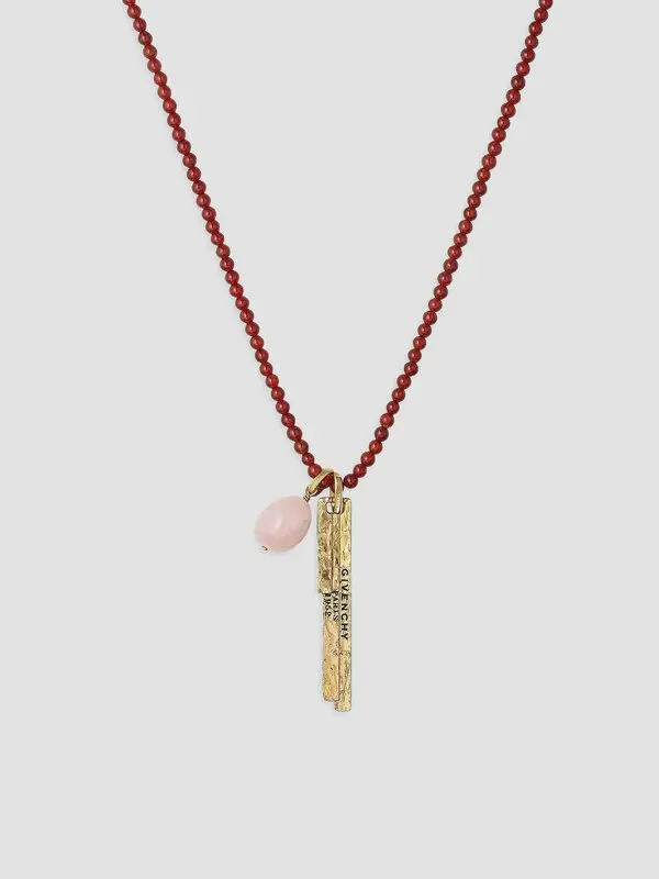 Givenchy Tape Long Necklace In Agate Metal And Quartz