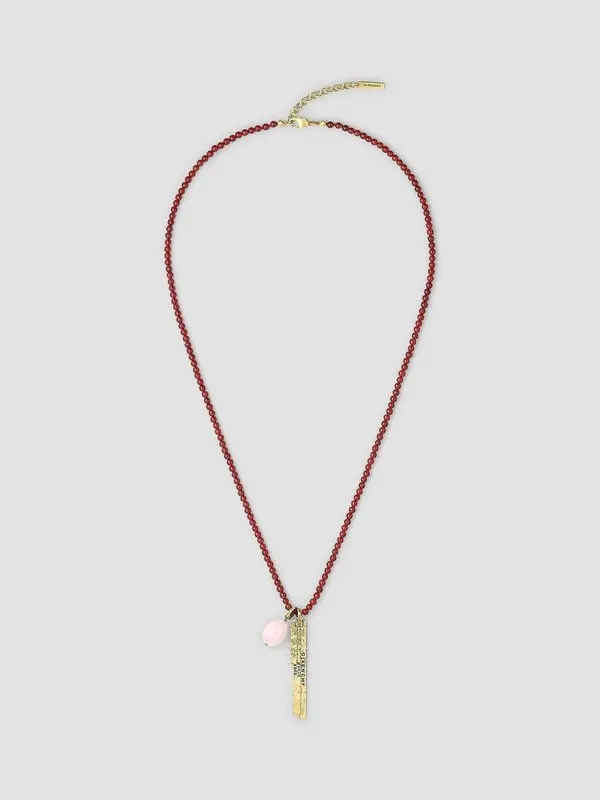 Givenchy Tape Long Necklace In Agate Metal And Quartz - Gold
