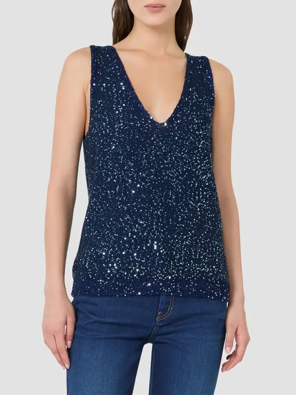 Max Mara Sleeveless Sweater With Sequin Detail