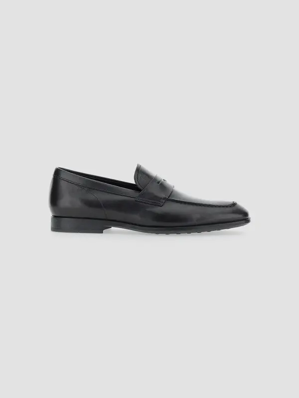 TOD'S Leather Penny Loafers - Black