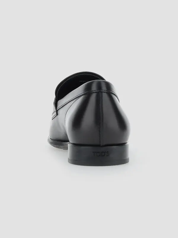 TOD'S Leather Penny Loafers - Black