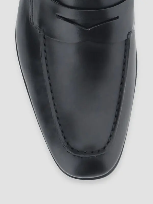TOD'S Leather Penny Loafers - Black