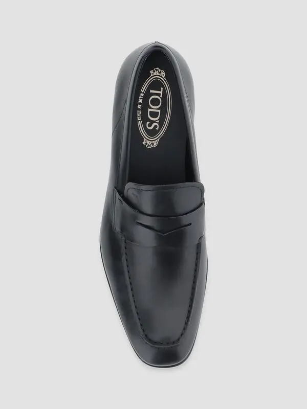 TOD'S Leather Penny Loafers - Black