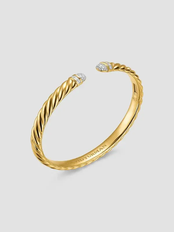 David Yurman Sculpted Cable Cuff Bracelet In 18k Yellow Gold