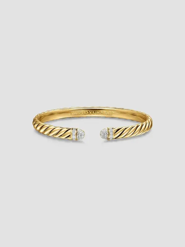 David Yurman Sculpted Cable Cuff Bracelet In 18k Yellow Gold