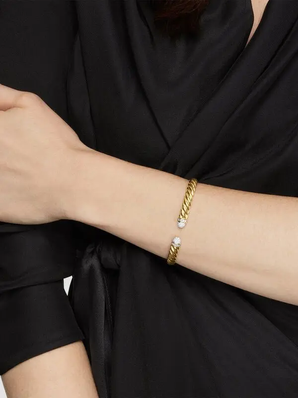 David Yurman Sculpted Cable Cuff Bracelet In 18k Yellow Gold