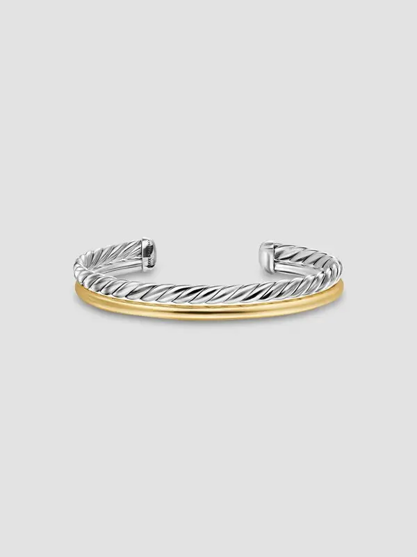 David Yurman Dy Mercer Two Row Cuff Bracelet In Sterling