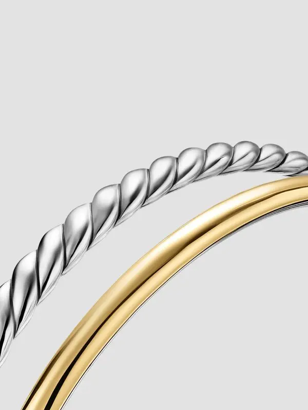 David Yurman Dy Mercer Two Row Cuff Bracelet In Sterling