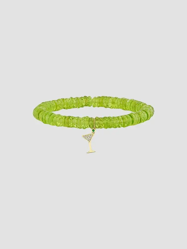 SYDNEY EVAN Martini Glass 14k Gold, Emerald, Peridot & 0.05 Tcw Diamond Bracelet