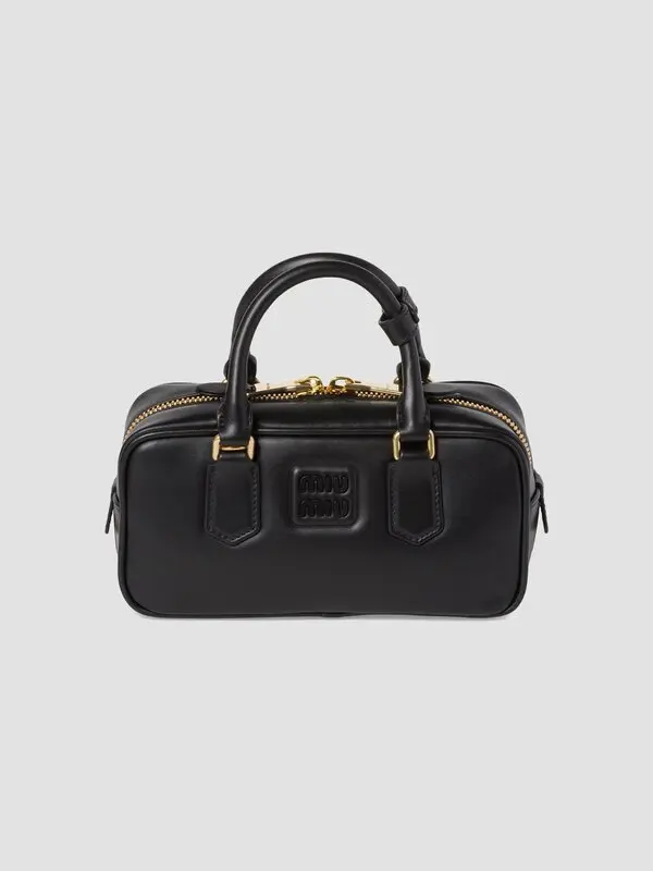Miu Miu Arcadie Leather Top Handle Bag - Black