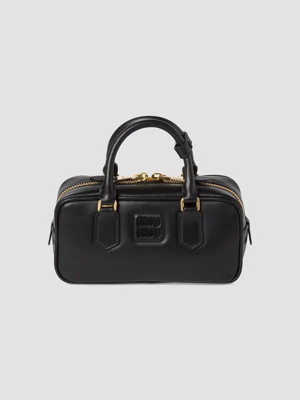 Miu Miu Arcadie Leather Top Handle Bag - Black