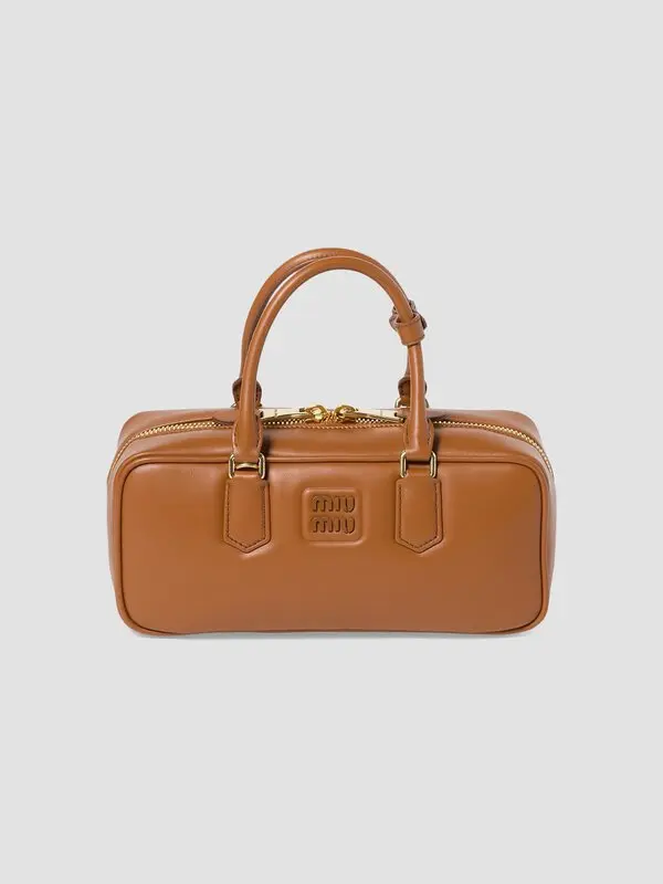 Miu Miu Arcadie Leather Top Handle Bag - Brown