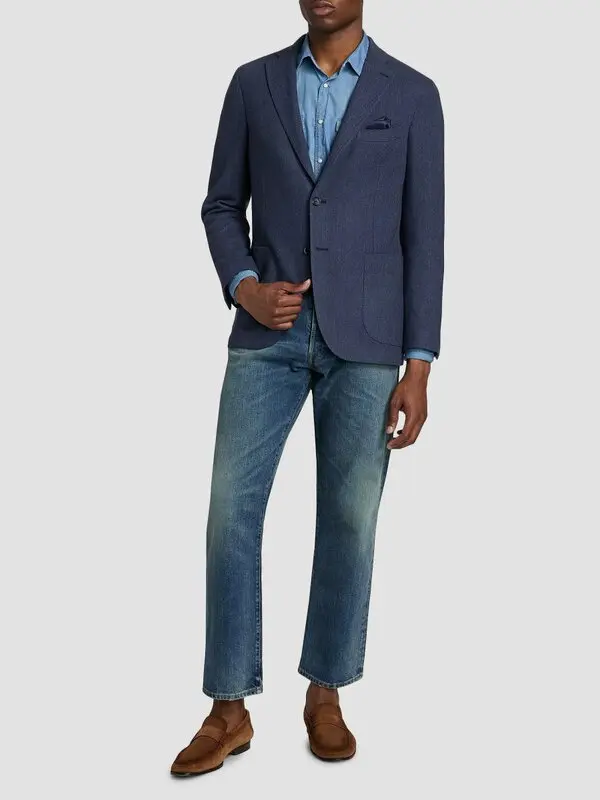SAKS FIFTH AVENUE Herringbone Wool-blend Sport Coat - Navy