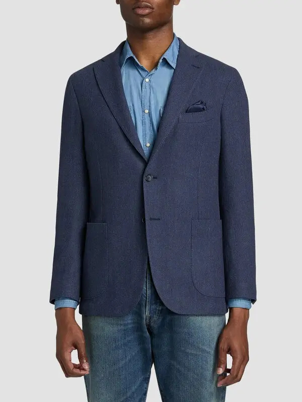 SAKS FIFTH AVENUE Herringbone Wool-blend Sport Coat - Navy