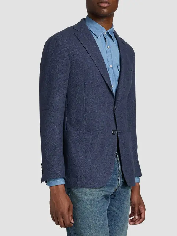 SAKS FIFTH AVENUE Herringbone Wool-blend Sport Coat - Navy