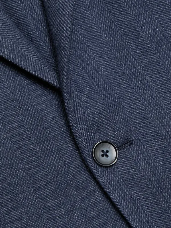 SAKS FIFTH AVENUE Herringbone Wool-blend Sport Coat - Navy