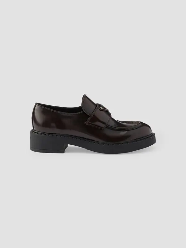 Prada Chocolate Brushed Leather Loafers