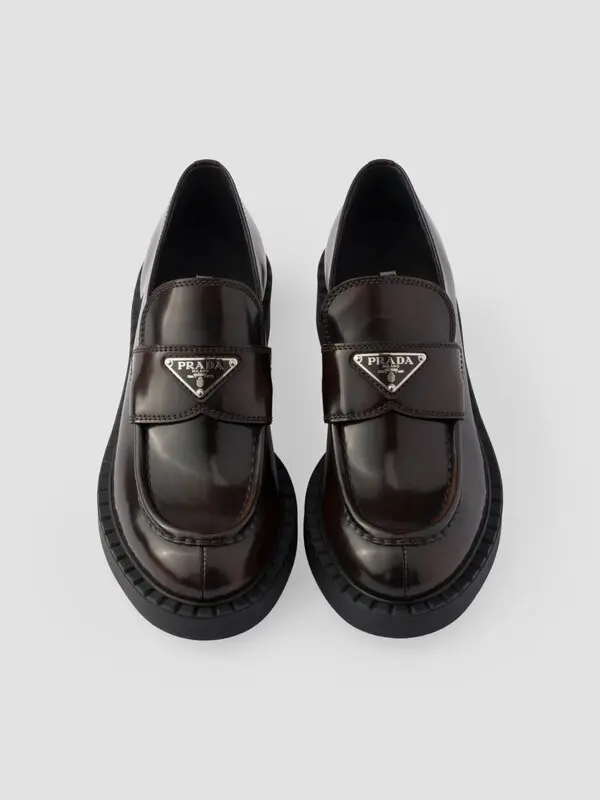 Prada Chocolate Brushed Leather Loafers