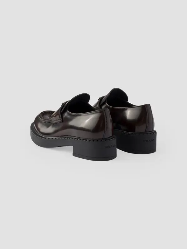 Prada Chocolate Brushed Leather Loafers