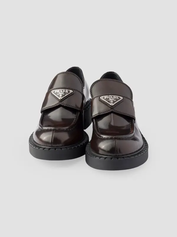 Prada Chocolate Brushed Leather Loafers