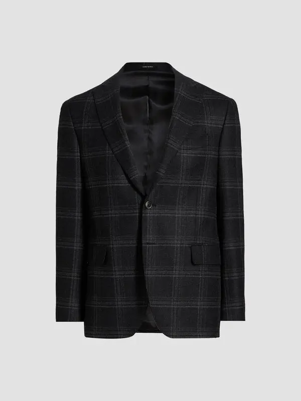 SAKS FIFTH AVENUE Collection Plaid Wool-blend Blazer - Black