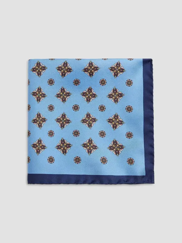 SAKS FIFTH AVENUE Floral Silk Pocket Square - Blue