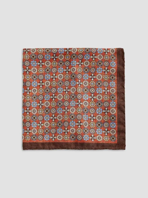 SAKS FIFTH AVENUE Floral Silk Pocket Square - Orange