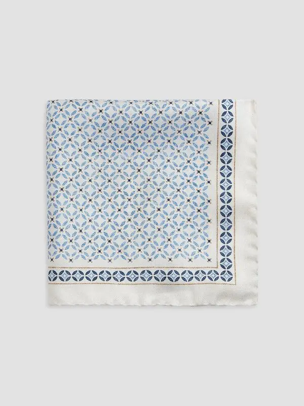 SAKS FIFTH AVENUE Floral Silk Pocket Square - White