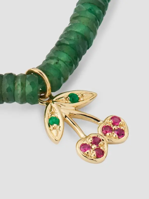 SYDNEY EVAN 14k Yellow Gold Aventurine & Multi-gemstone Beaded Stretch Bracelet