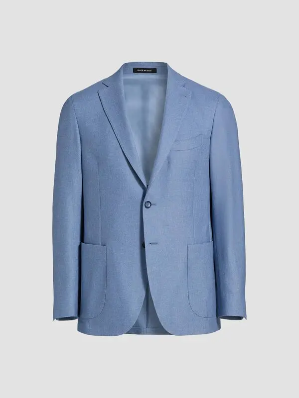 SAKS FIFTH AVENUE Wool-cotton Single-breasted Sport Coat - Light Blue