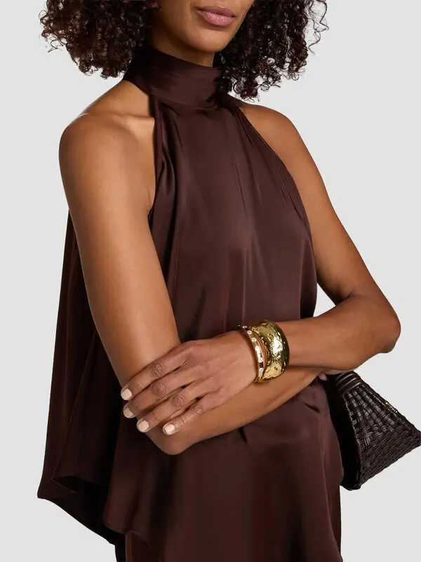 Lapointe Lightweight Satin Handkerchief Top - Chocolate