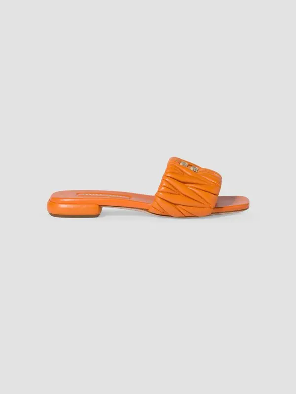Miu Miu Matelasse Nappa Leather Slides - Orange