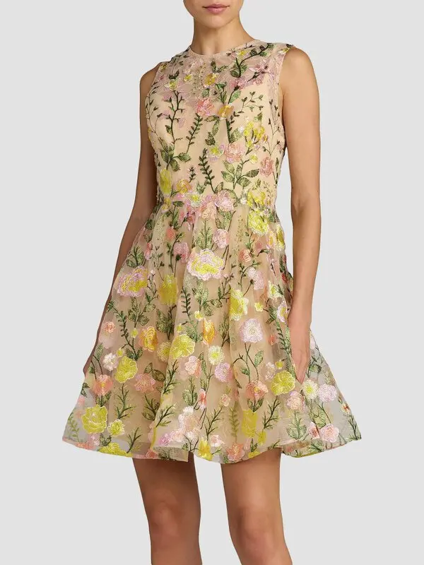 Mac Duggal Embroidered Floral Lace Minidress