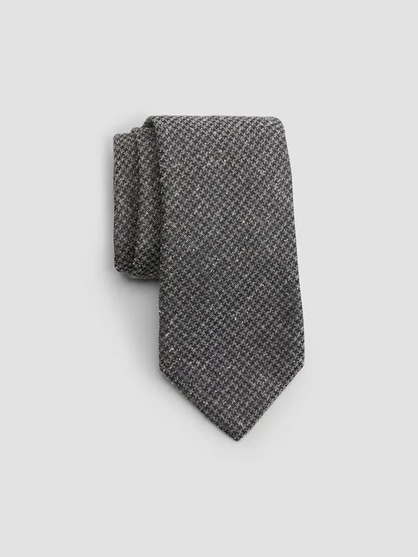 SAKS FIFTH AVENUE Houndstooth Silk Tie - Grey