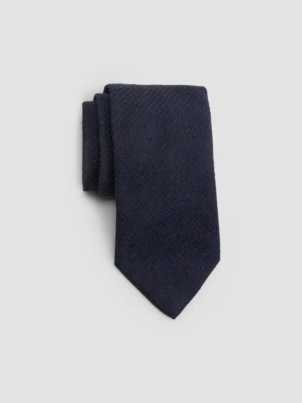 SAKS FIFTH AVENUE Houndstooth Silk Tie - Navy