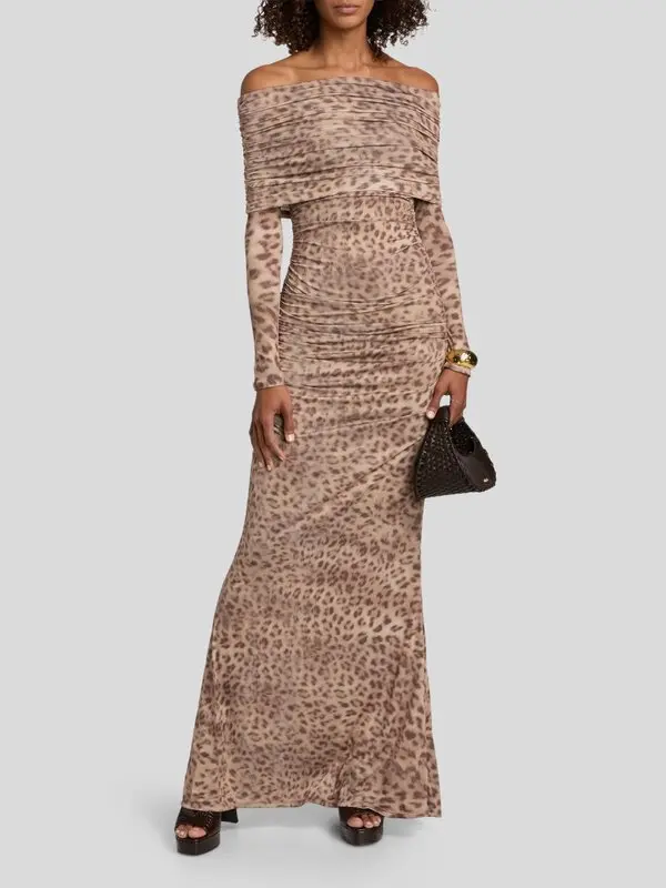 Lapointe Printed Jersey Off-the-shoulder Maxi Dress