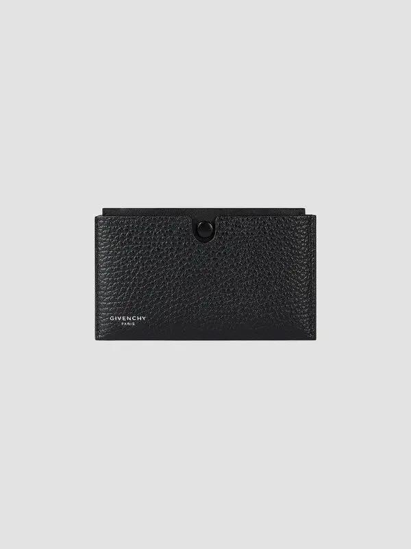 Givenchy Fold Card Holder With Case In Grained Leather - Black