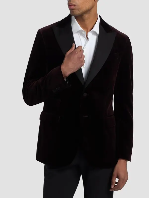 SAKS FIFTH AVENUE Collection Velvet Formal Peak Lapel Jacket - Bordeaux