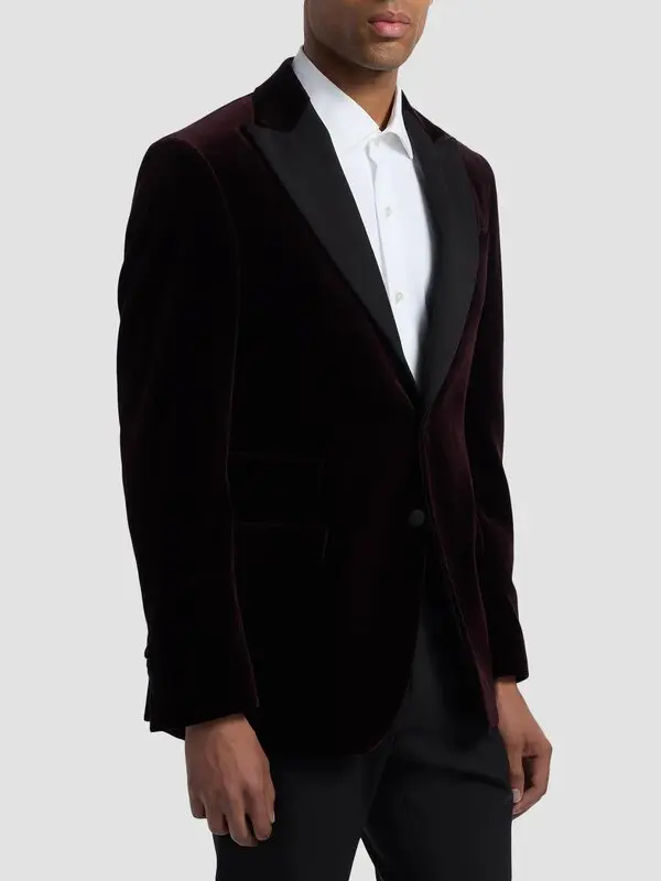 SAKS FIFTH AVENUE Collection Velvet Formal Peak Lapel Jacket - Bordeaux