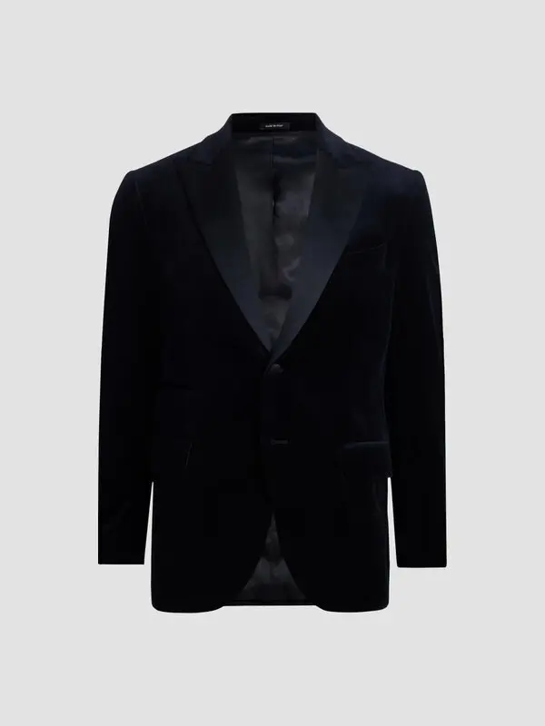 SAKS FIFTH AVENUE Collection Velvet Formal Peak Lapel Jacket - Navy