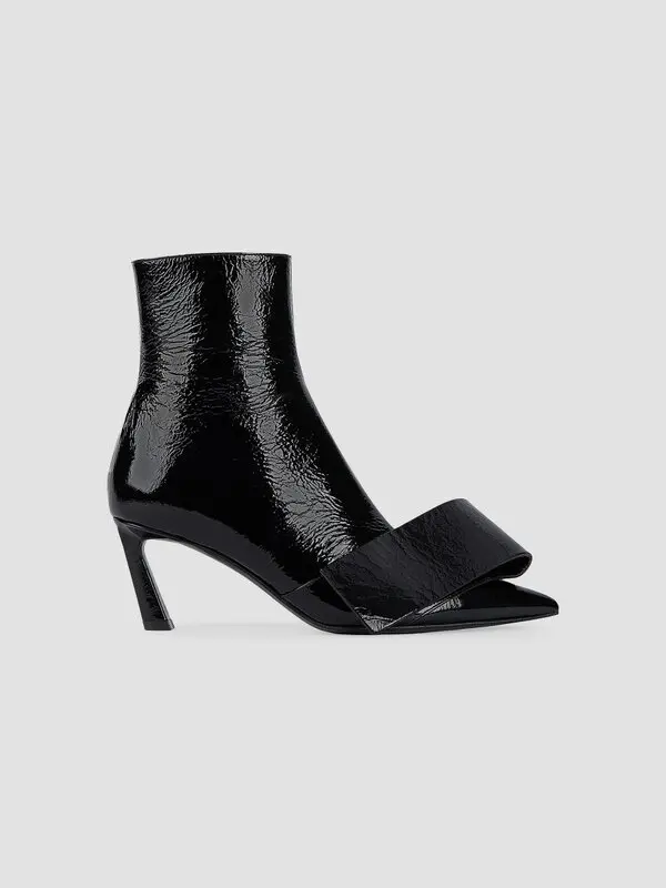 Givenchy Twisted Ribbon Ankle Boots In Shiny Naplack Leather - Black