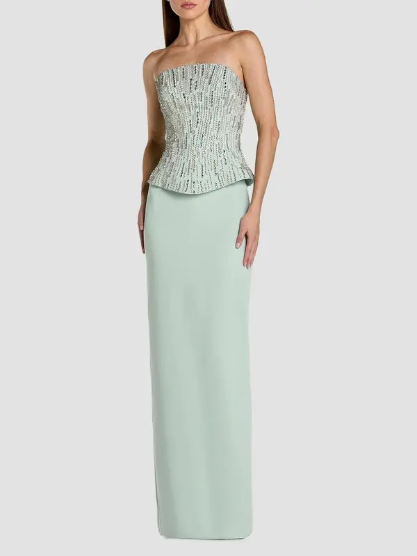 Mac Duggal Embellished Corset Strapless Column Gown - Mint