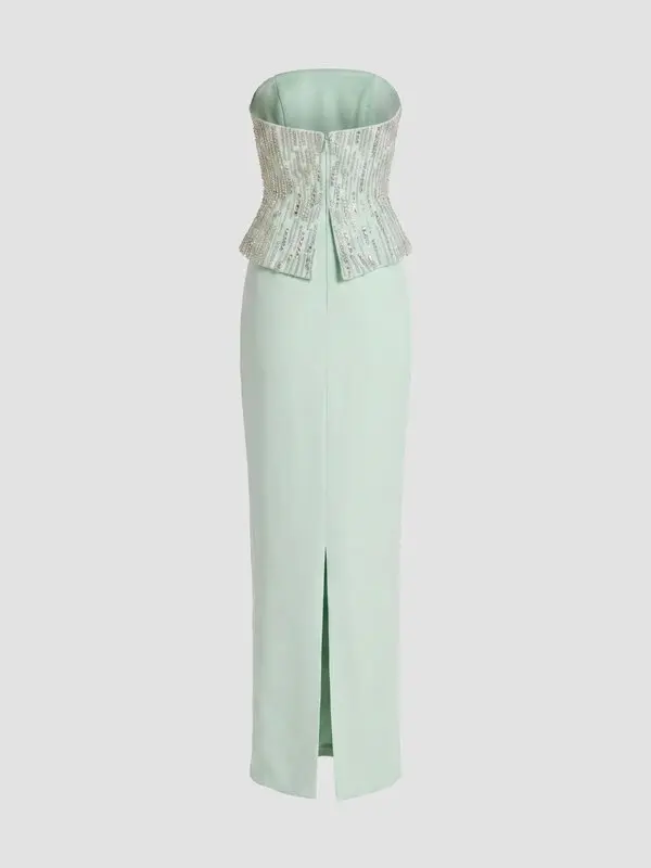 Mac Duggal Embellished Corset Strapless Column Gown - Mint