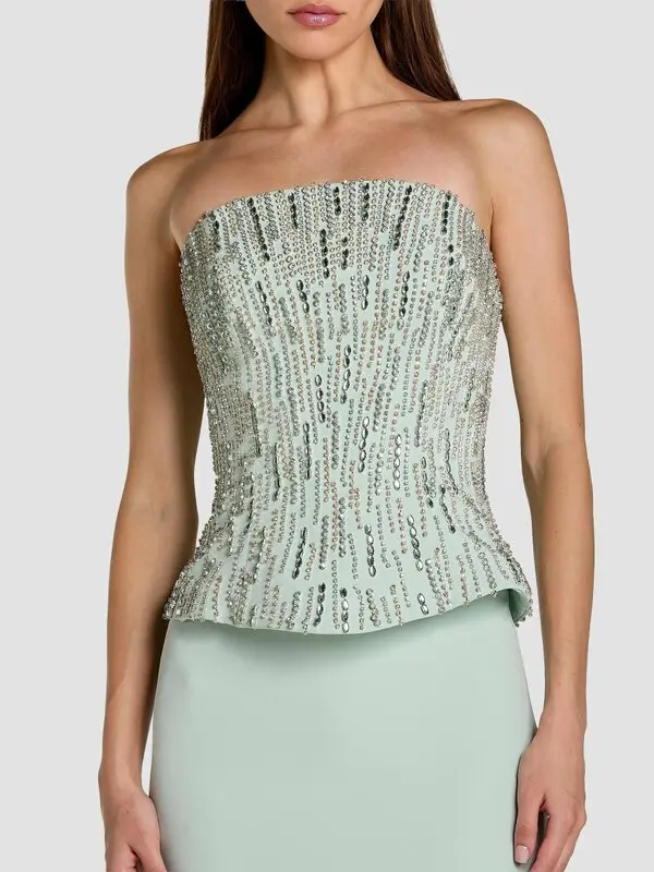 Mac Duggal Embellished Corset Strapless Column Gown - Mint