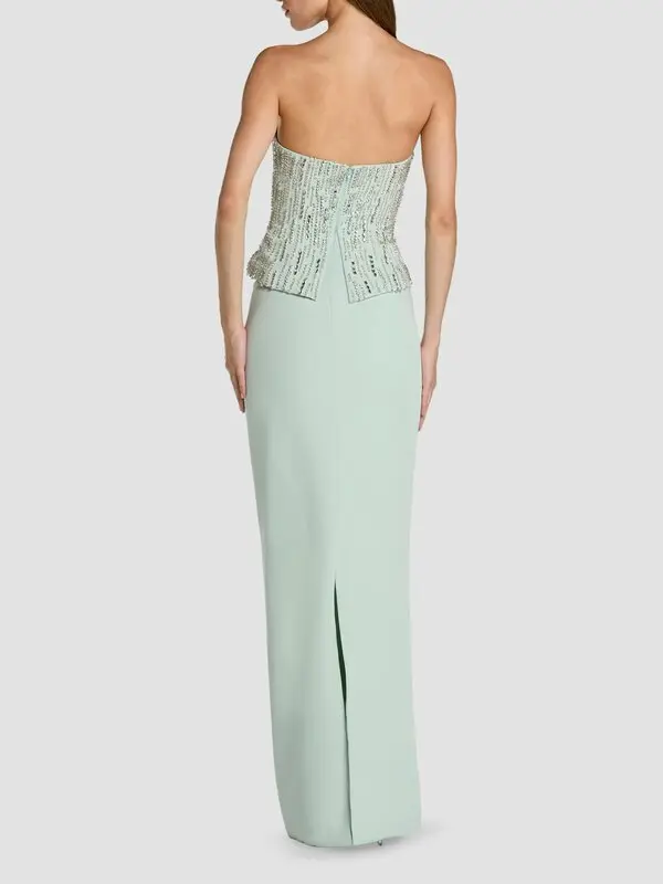 Mac Duggal Embellished Corset Strapless Column Gown - Mint