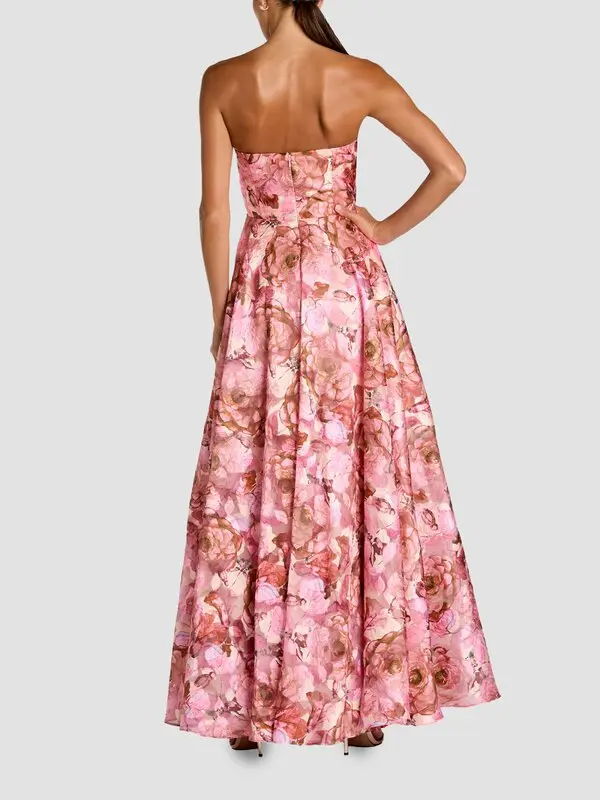 Mac Duggal Floral Organza Strapless Fit-&-flare Gown