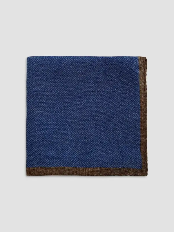 SAKS FIFTH AVENUE Chevron Silk Pocket Square - Blue